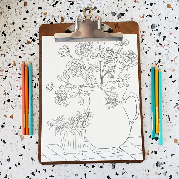 Rose + Honeysuckle Coloring Page | Birth Flower Printable Download ...