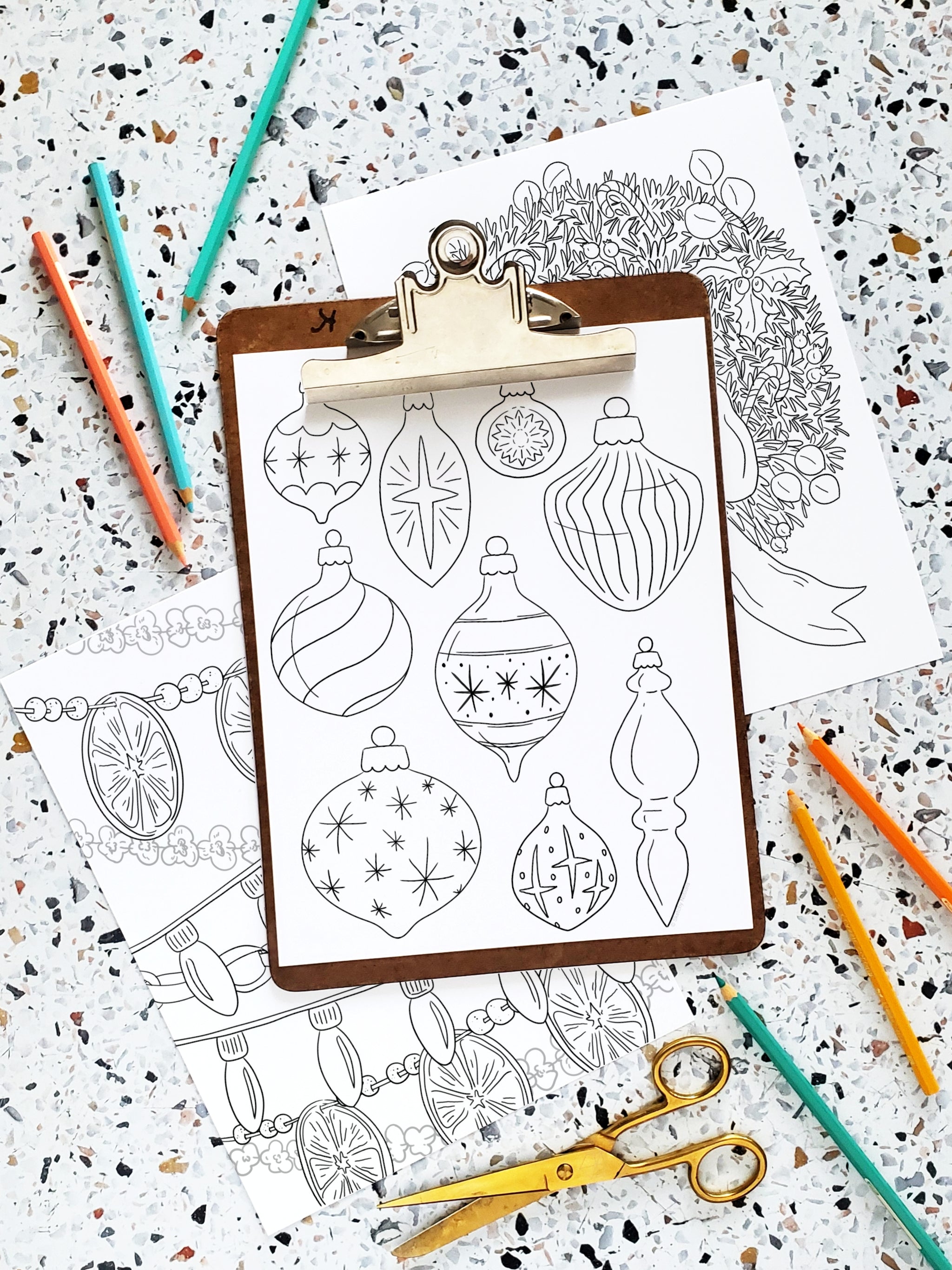 Classic Christmas Printable Coloring Page Download Set of 3 – Sketchy ...