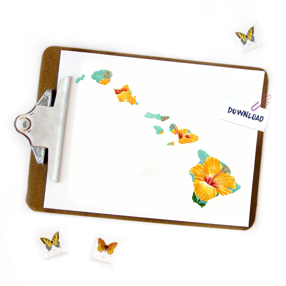 Hawai'i State Flower Hibiscus Printable Download – Sketchy Notions