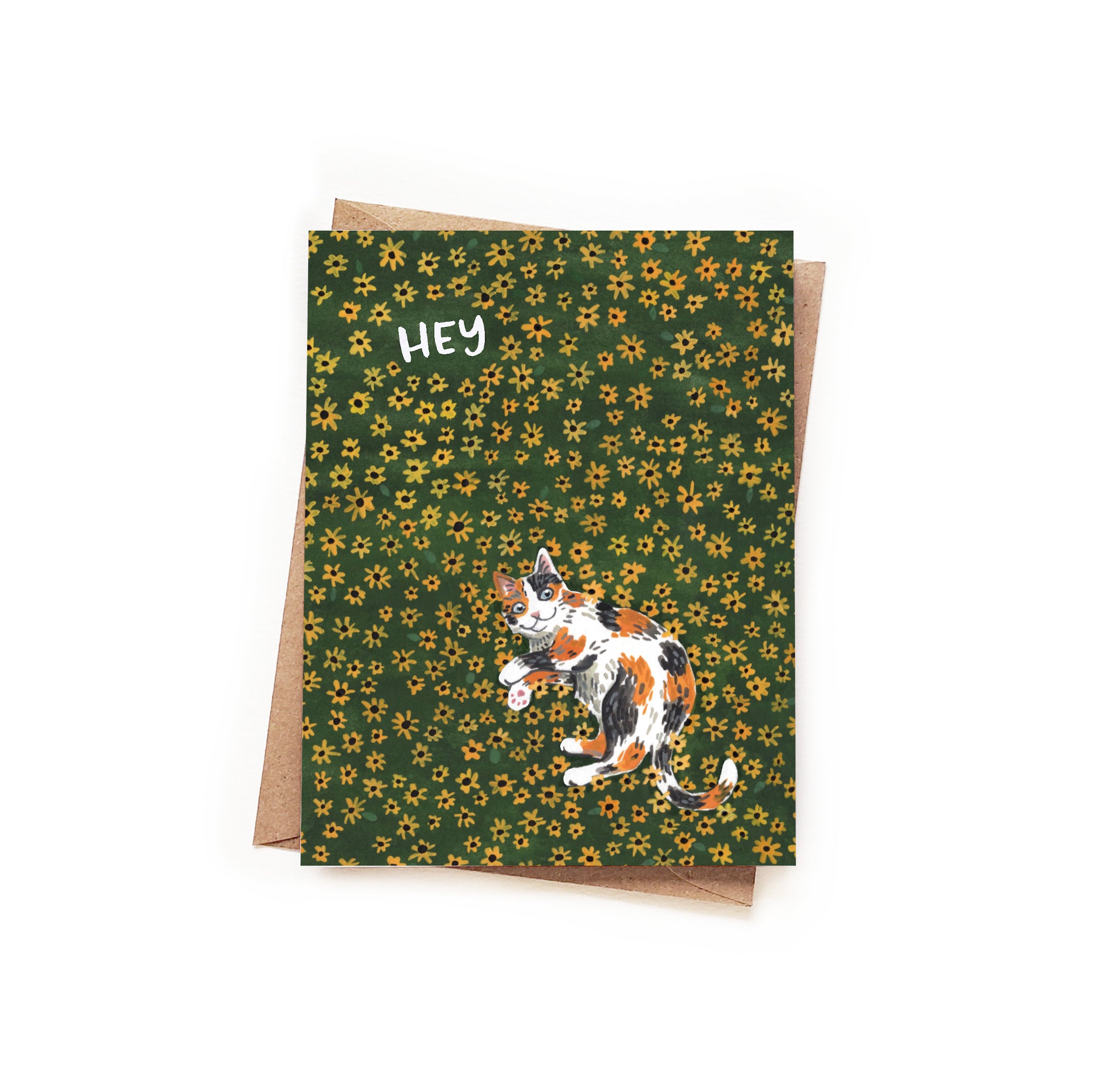 Hey Black Eyed Susan Cat Card | Watercolor Cat Lady Gift Idea – Sketchy ...
