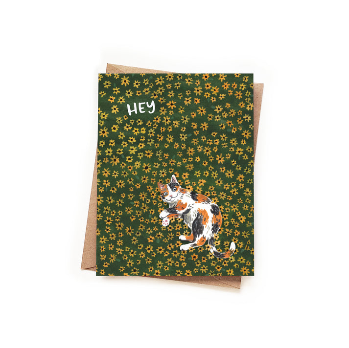 Hey Black Eyed Susan Cat Card | Watercolor Cat Lady Gift Idea – Sketchy ...