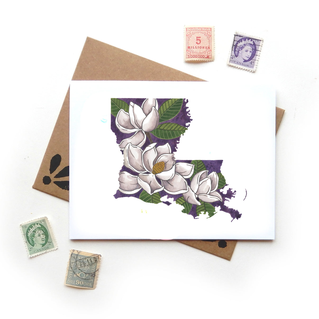 Louisiana State Flower Magnolia Card – Sketchy Notions