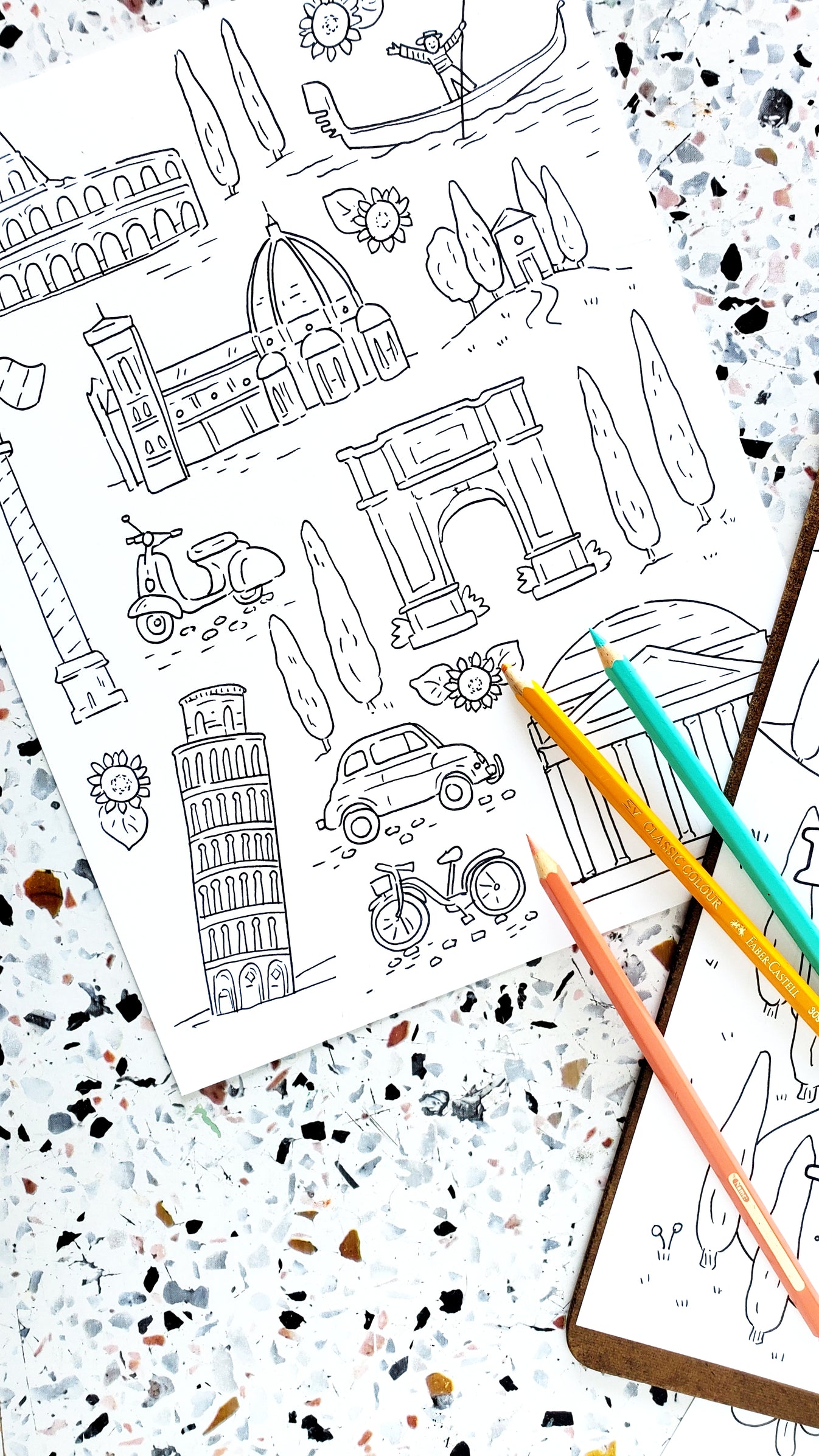Summer in Italy Coloring Pages – Sketchy Notions