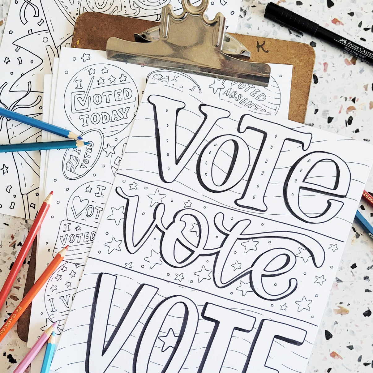 VOTE Posters Coloring Pages | Free Printable Download GOTV – Sketchy ...