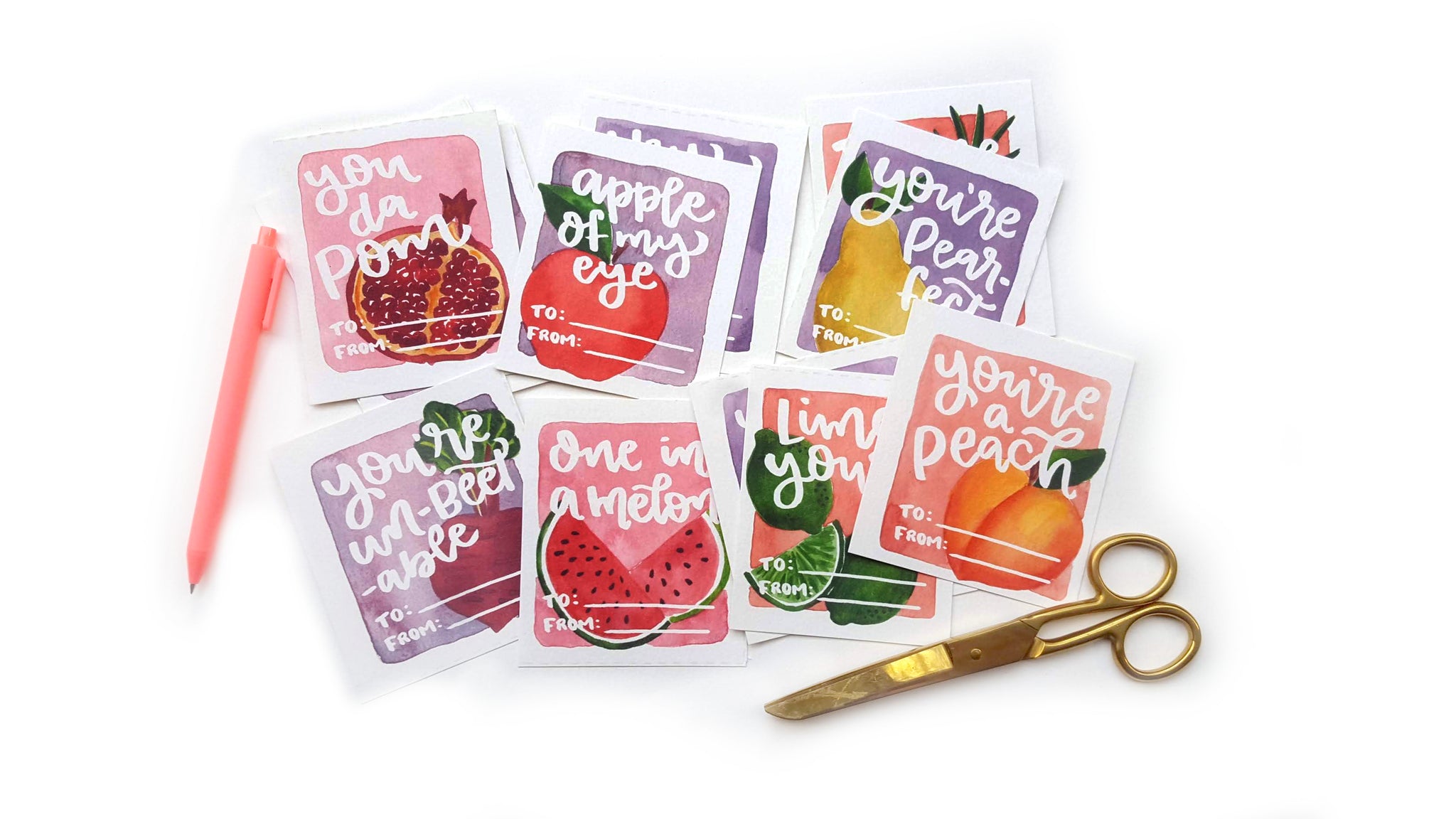 Printable Valentines Fruit Puns – Sketchy Notions
