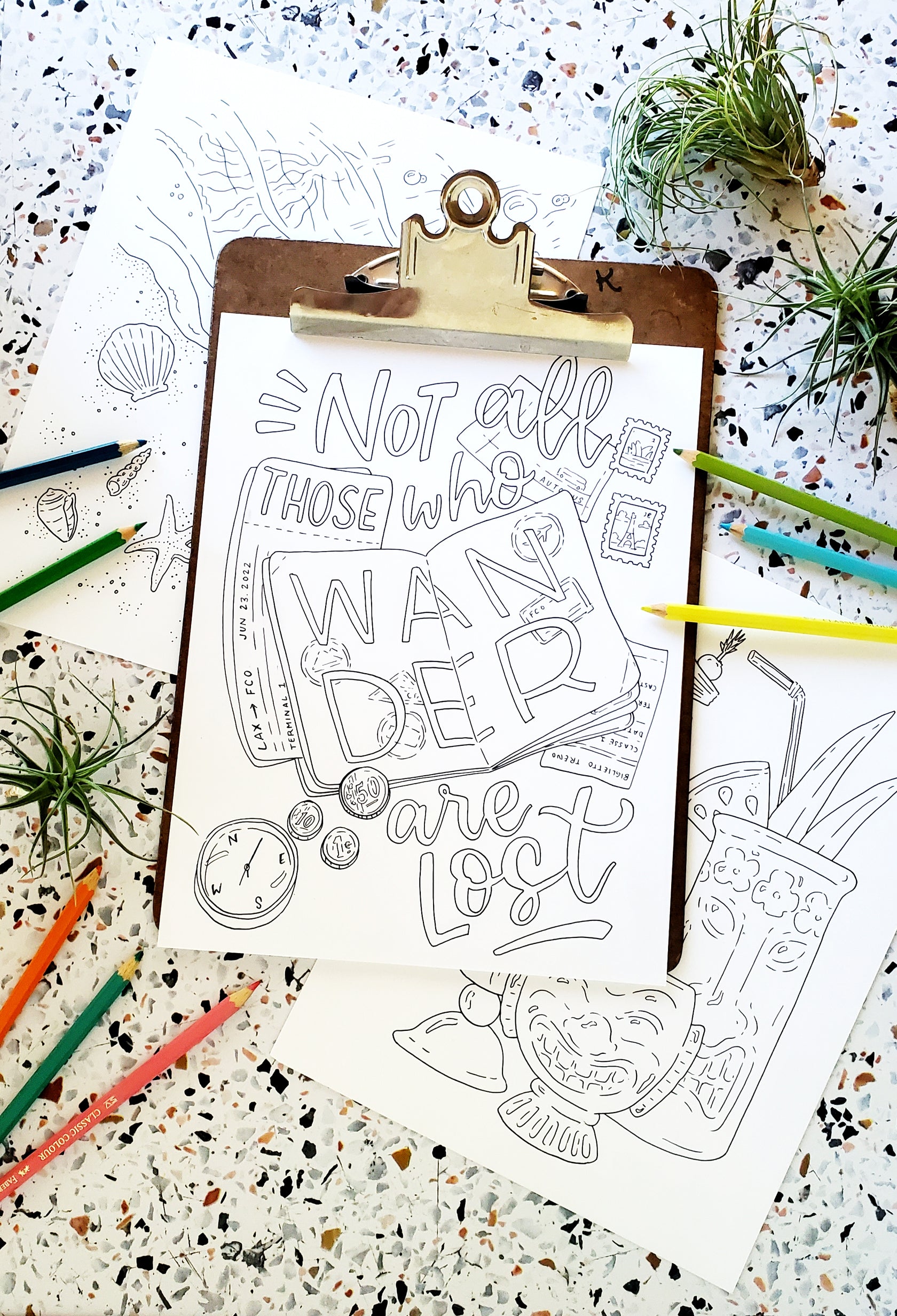 Summer Vacation Coloring Pages – Sketchy Notions