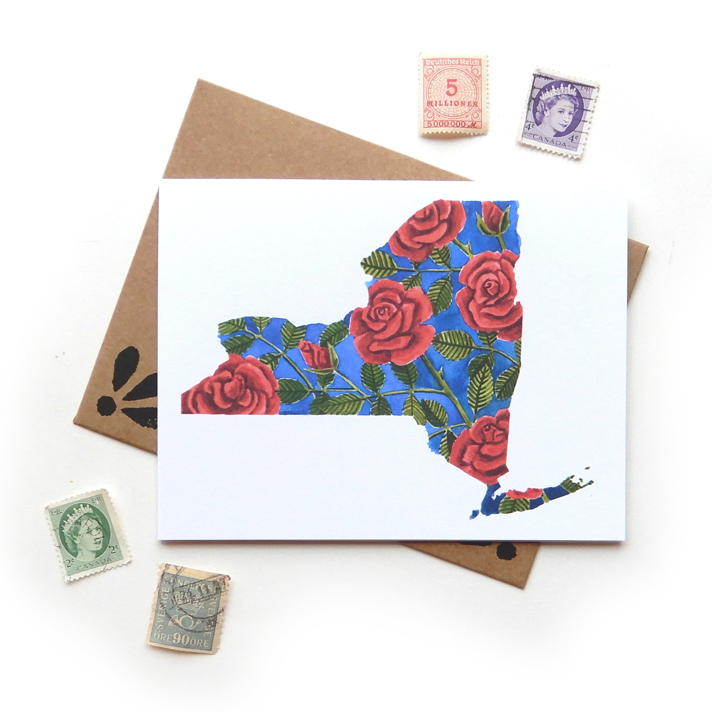 New York State Flower Rose Card – Sketchy Notions