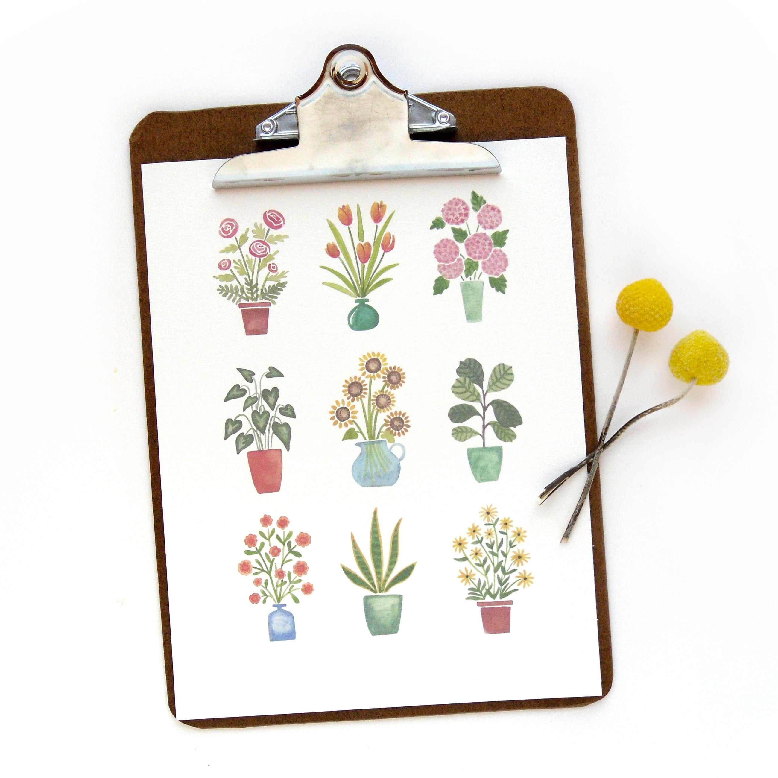 Mini Flower Garden Watercolor Print – Sketchy Notions
